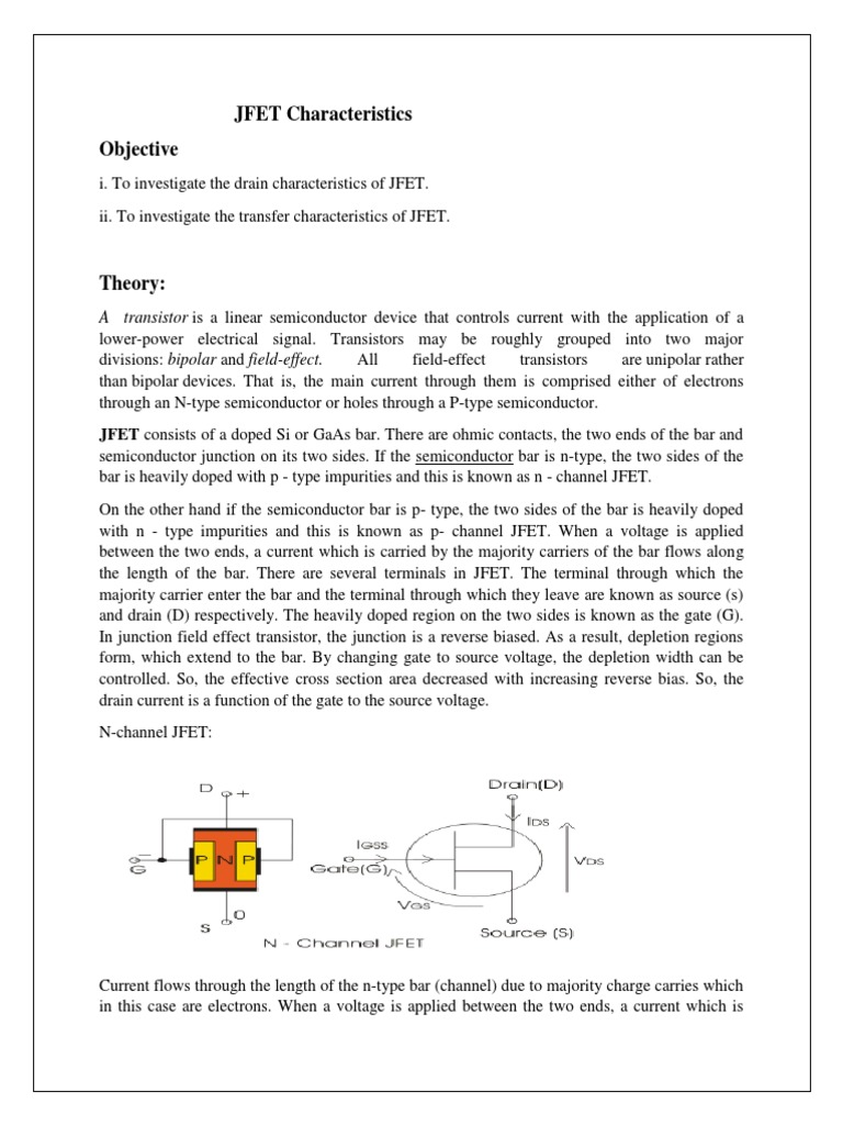 JFET Characteristics | PDF | Field Effect Transistor | Amplifier