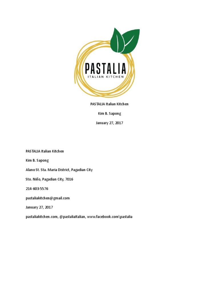 PASTALIA Italian Kitchen | PDF | Lifestyle