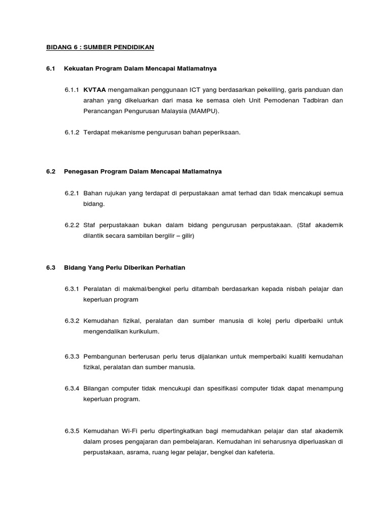 Peningkatan Fasilitas Pendidikan KVTAA | PDF