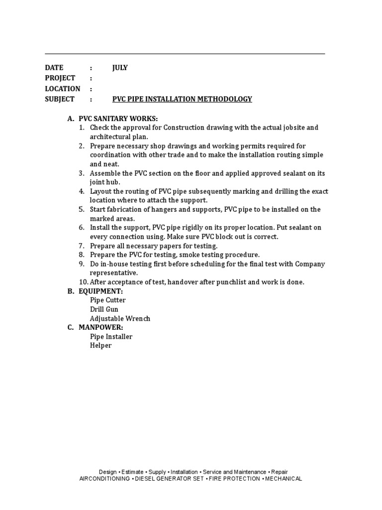 PVC Pipe Installation Guide | PDF | Home & Garden | Technology ...