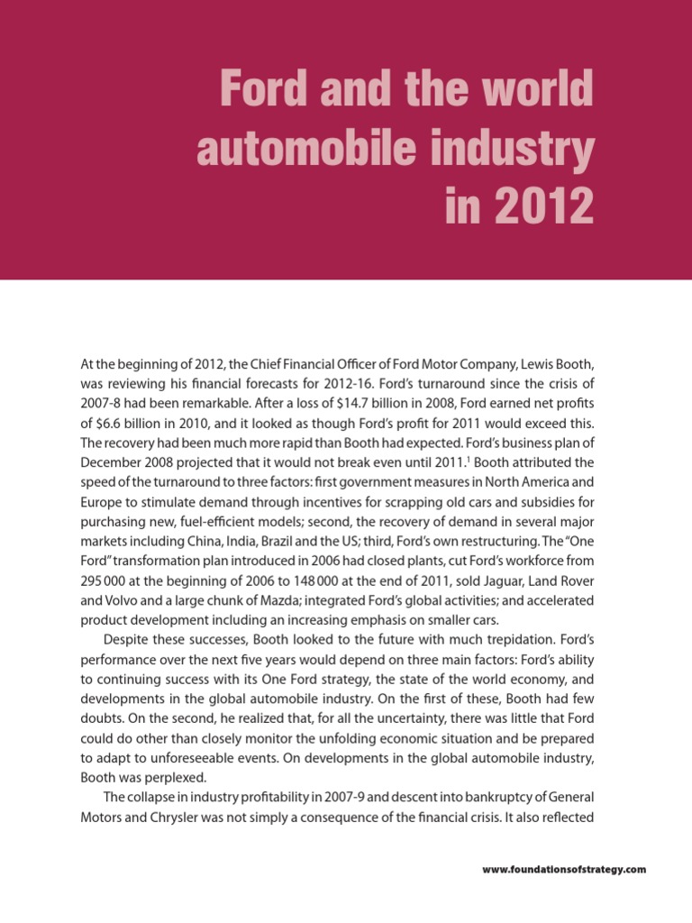 Ford's 2012 Auto Industry Analysis | PDF | Ford Motor Company | Car