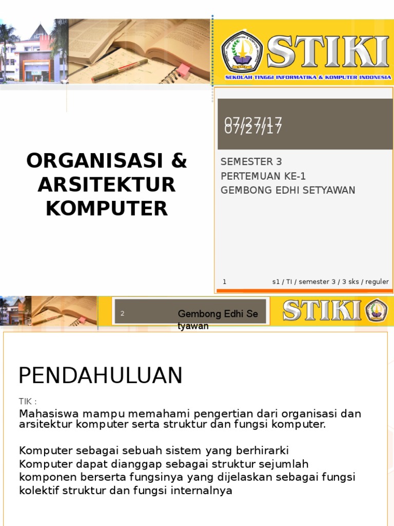 Perkuliahan 1 - Organisasi Dan Arsitektur Komputer | PDF | Teknologi & Rekayasa