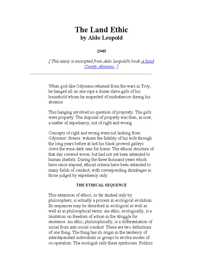 The Land Ethic - Aldo Leopold | PDF | Predation | Soil