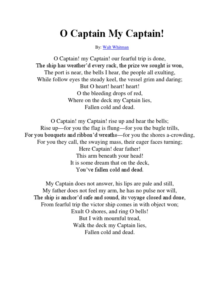 Walt Whitman's "O Captain! My Captain!" | PDF
