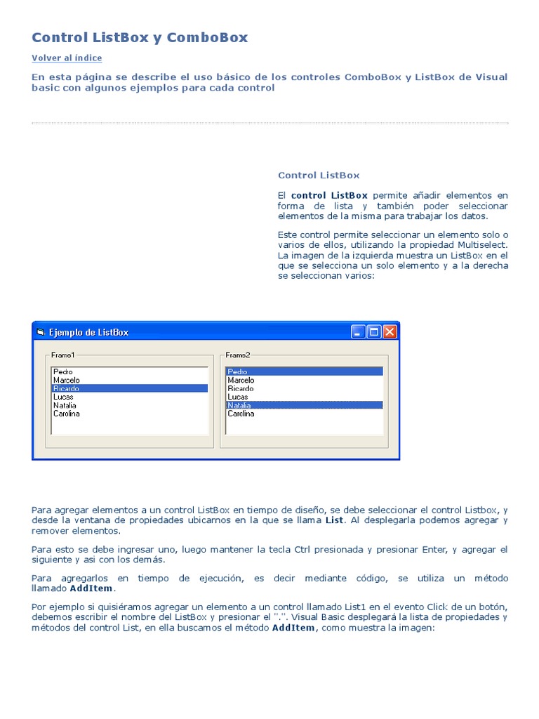 Combobox and Listbox | PDF | Básico | Informática Combobox and Listbox | PDF | Básico | Informática