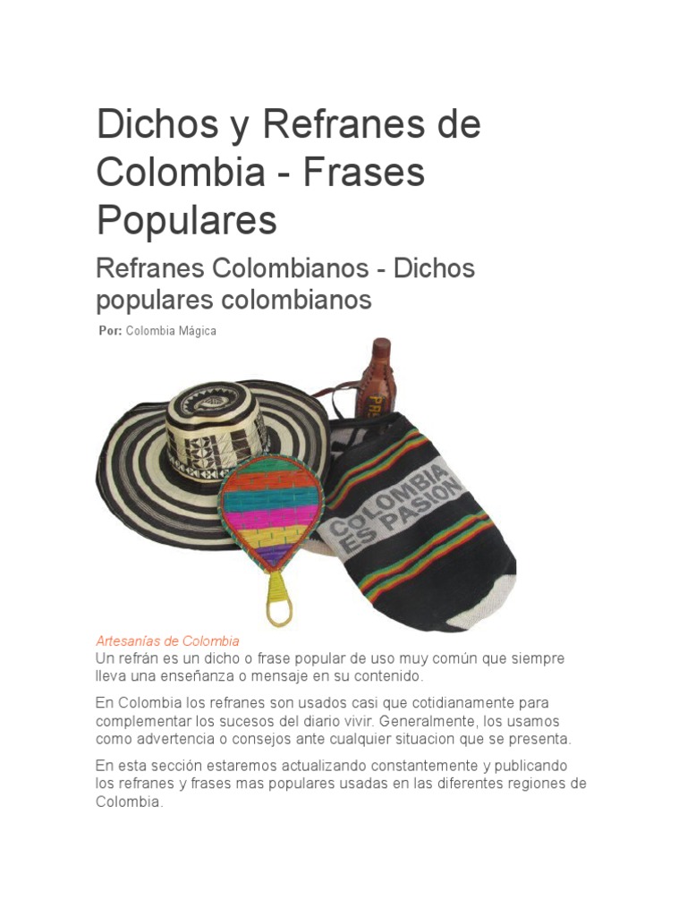 Dichos y Refranes de Colombia | PDF | Colombia | Perros