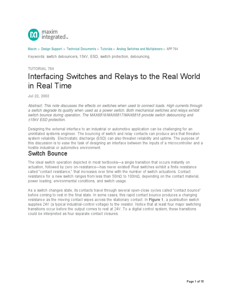 AN764 Debounce Switch | PDF | Switch | Relay