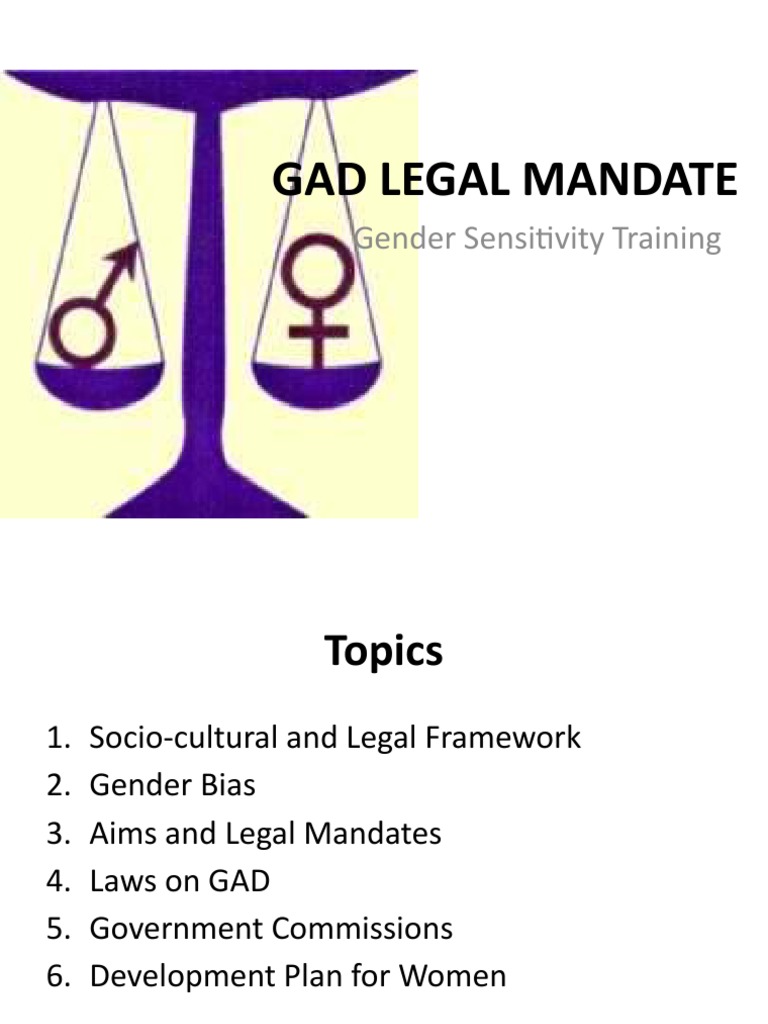 GAD Legal Mandates and Framework | PDF | Sexual Harassment | Woman