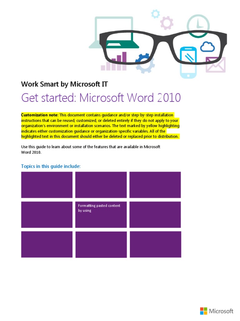 Get Started: Microsoft Word 2010: Work Smart by Microsoft IT | Download ...