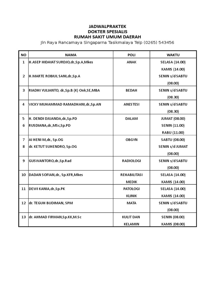 Jadwal Dokter Smc - Perumperindo.co.id