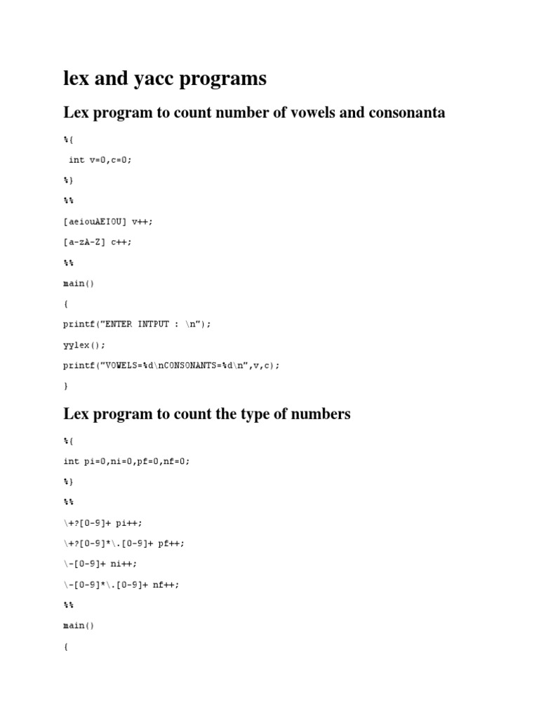 Lex and Yacc Programs | PDF | Computer Standards | Computer Libraries