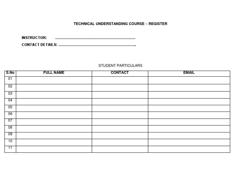Technical Understanding Class Register | PDF