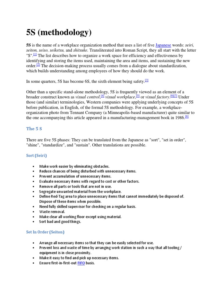 5S (Methodology) : 5S Is The Name of A Workplace Organization Method ...
