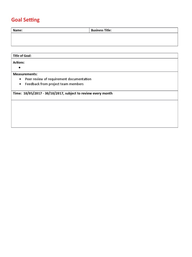 Free Goal Setting Template | PDF | Career & Growth
