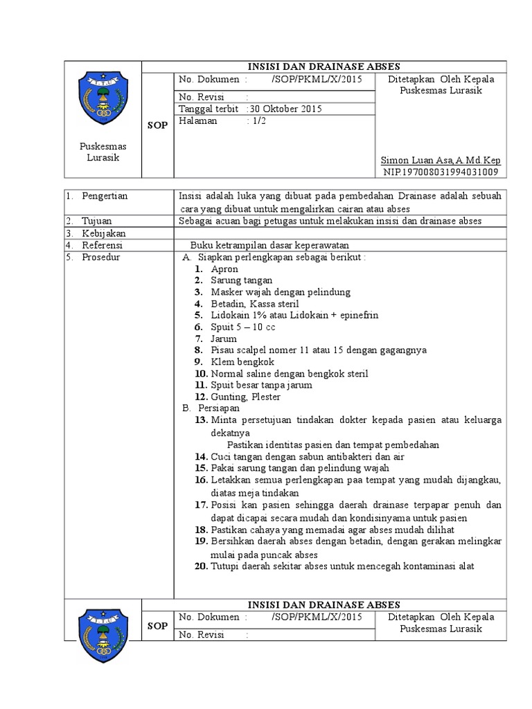 SOP Insisi Dan Drainase Abses | PDF