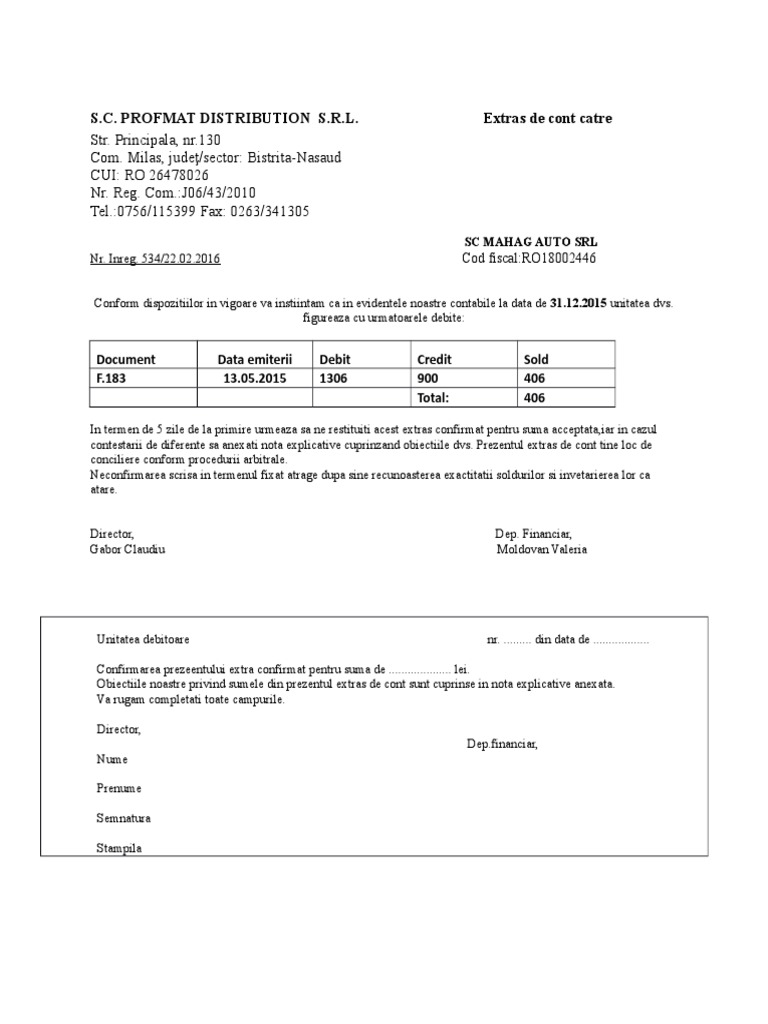 Confirmare Sold model