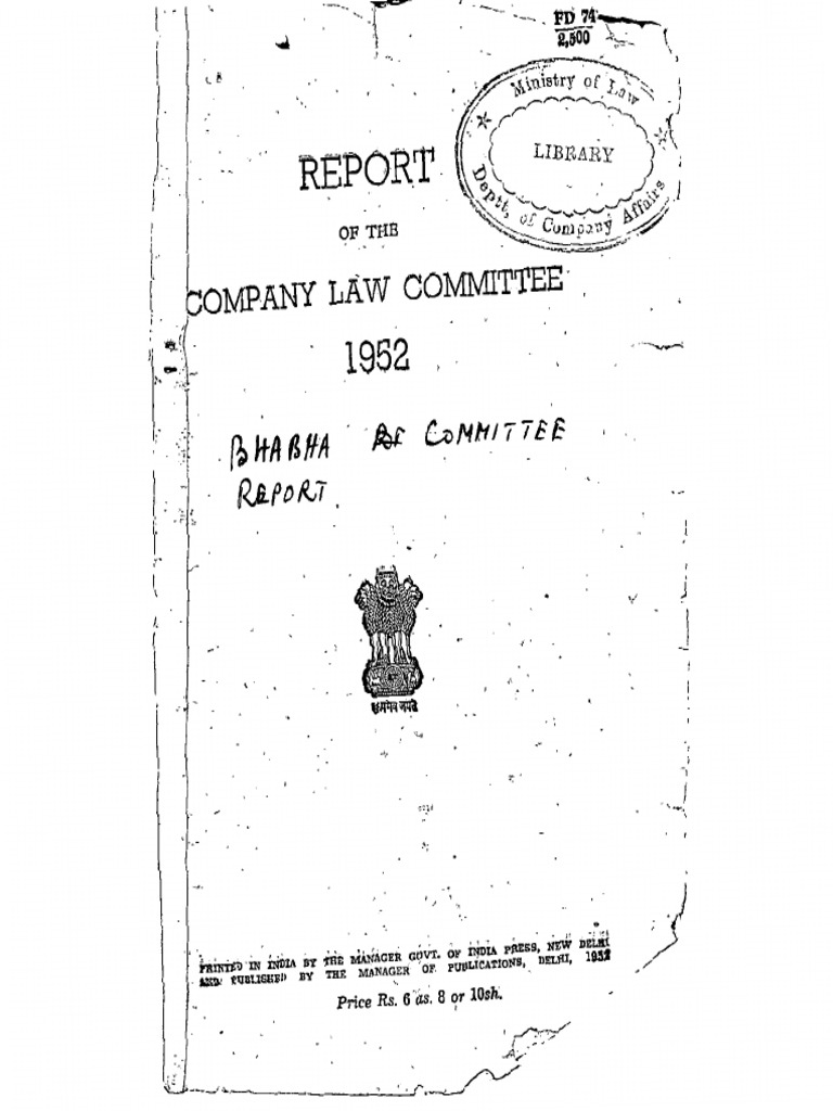 22-Bhabha Committee Report On Company Law Committee, 1952 | PDF | Board ...