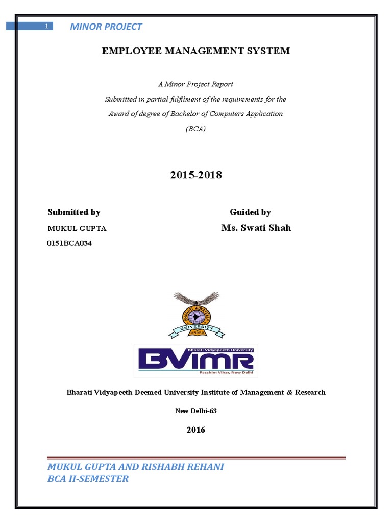 Employee Management System: Minor Project | PDF | Areas Of Computer ...