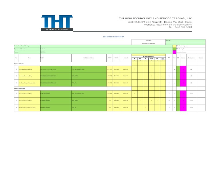 Relay Protection Specifications List | PDF | Electrical Engineering ...