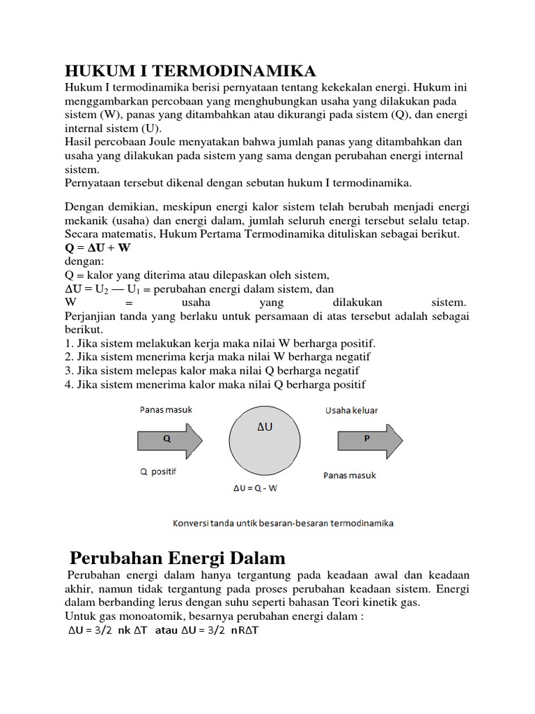 Hukum I Termodinamika | PDF