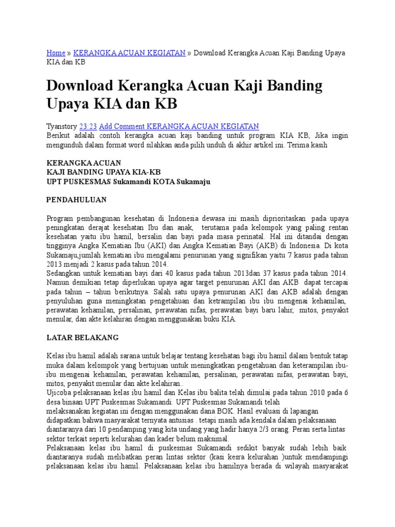 Kaji Banding Upaya KIA dan KB Puskesmas | PDF