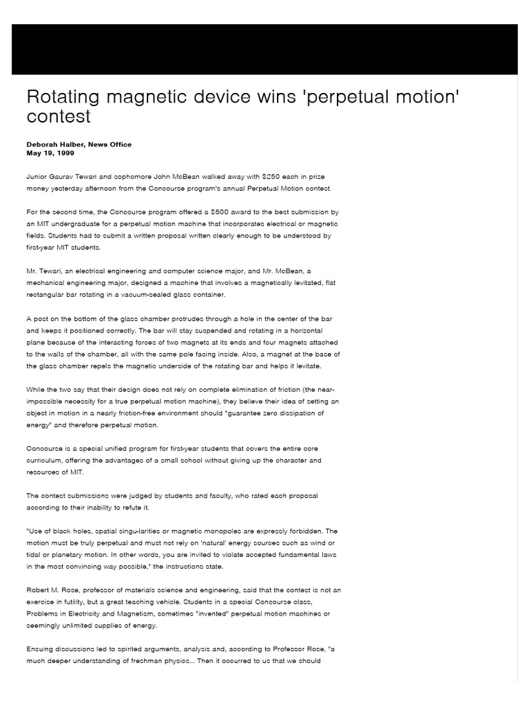 Rotating Magnetic Device Wins 'Perpetual Motion' Contest - MIT News ...