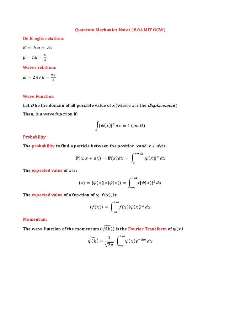 Quantum Mechanics Notes | PDF | Modern Physics | Mathematical Analysis