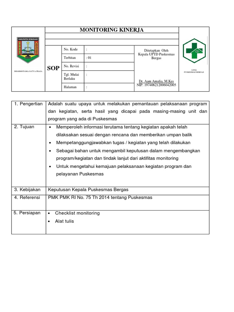 Sop Monitoring Kinerja | PDF