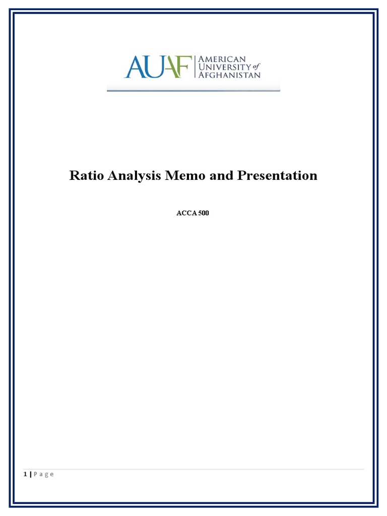 Ratio Analysis Memo and Presentation: ACCA 500 | PDF | Revenue | Equity ...