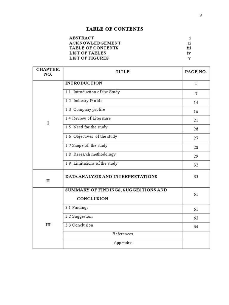 I Acknowledgement II III List of Tables IV List of Figures V NO. Title ...