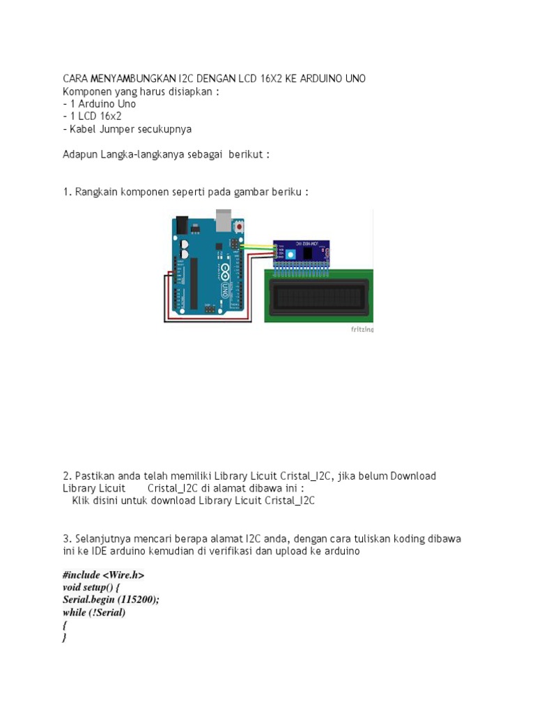 Menghubungkan I2C LCD ke Arduino Uno | PDF