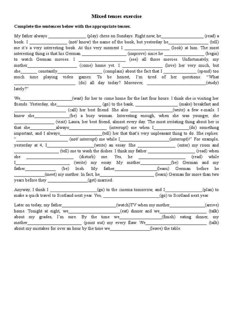 mixed-tenses-exercise