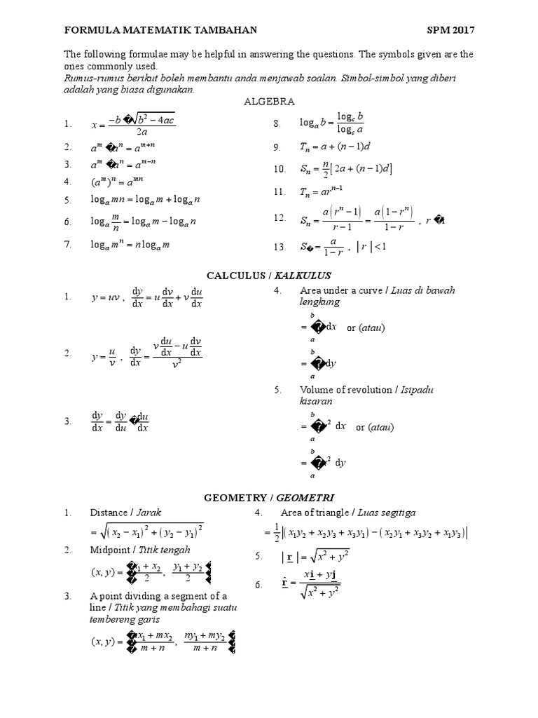 Formula Add Math SPM | PDF