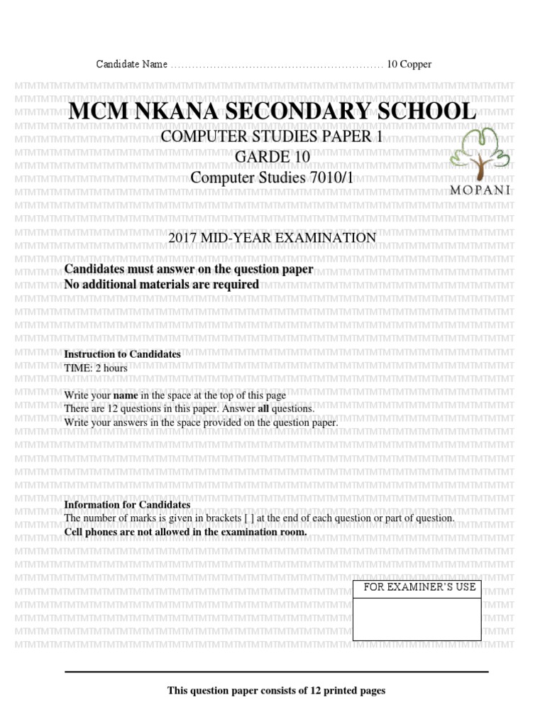 Grade 10 MT2 Cover Page | PDF | Learning