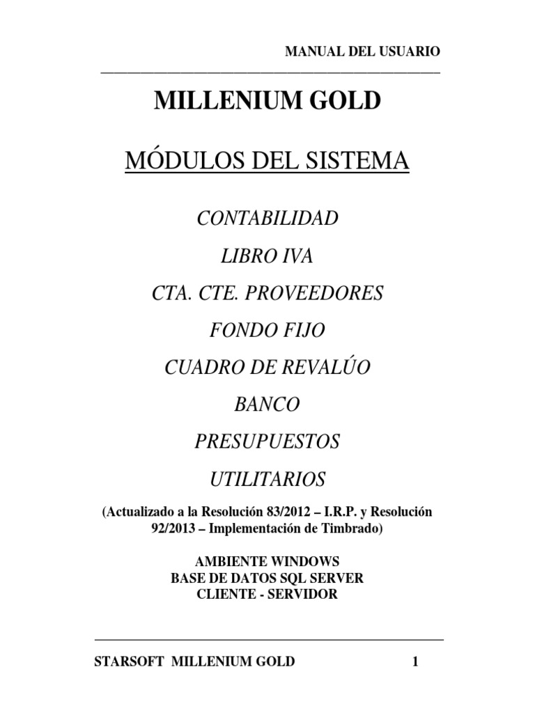 Manual de Millenium Gold Oficial | PDF | Contabilidad | Contraseña