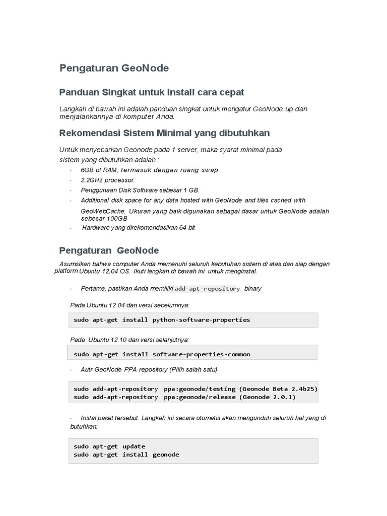 Geonode Installation Indonesia | PDF