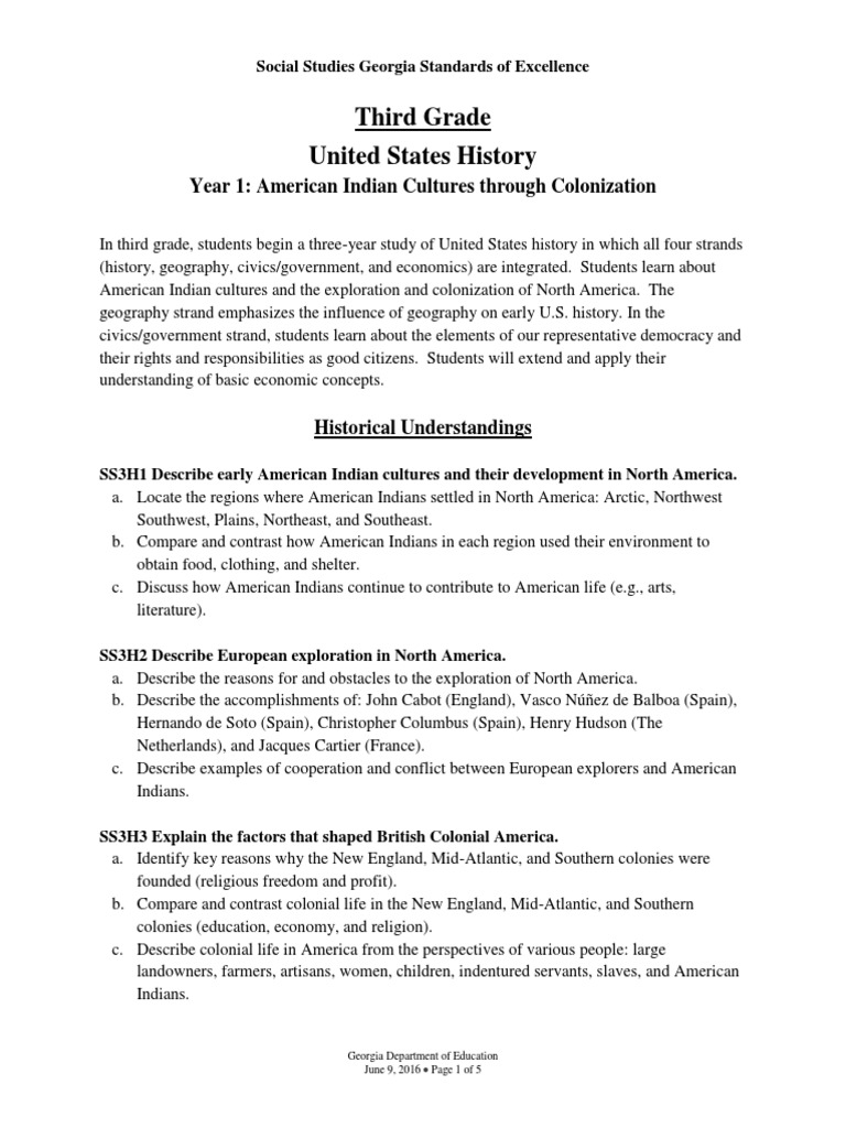 Social Studies 3rd Grade Georgia Standards | PDF | Map | The United States
