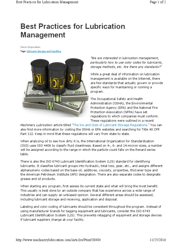 Best Practices For Lubrication Management | PDF | Motor Oil | Lubricant