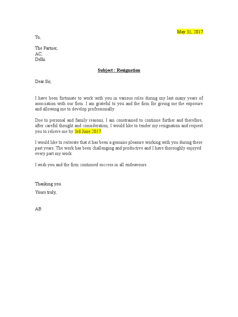 Resignation Mail Template22 | PDF