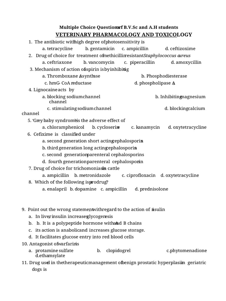Veterinary Pharmacology | Drugs | Pharmacology