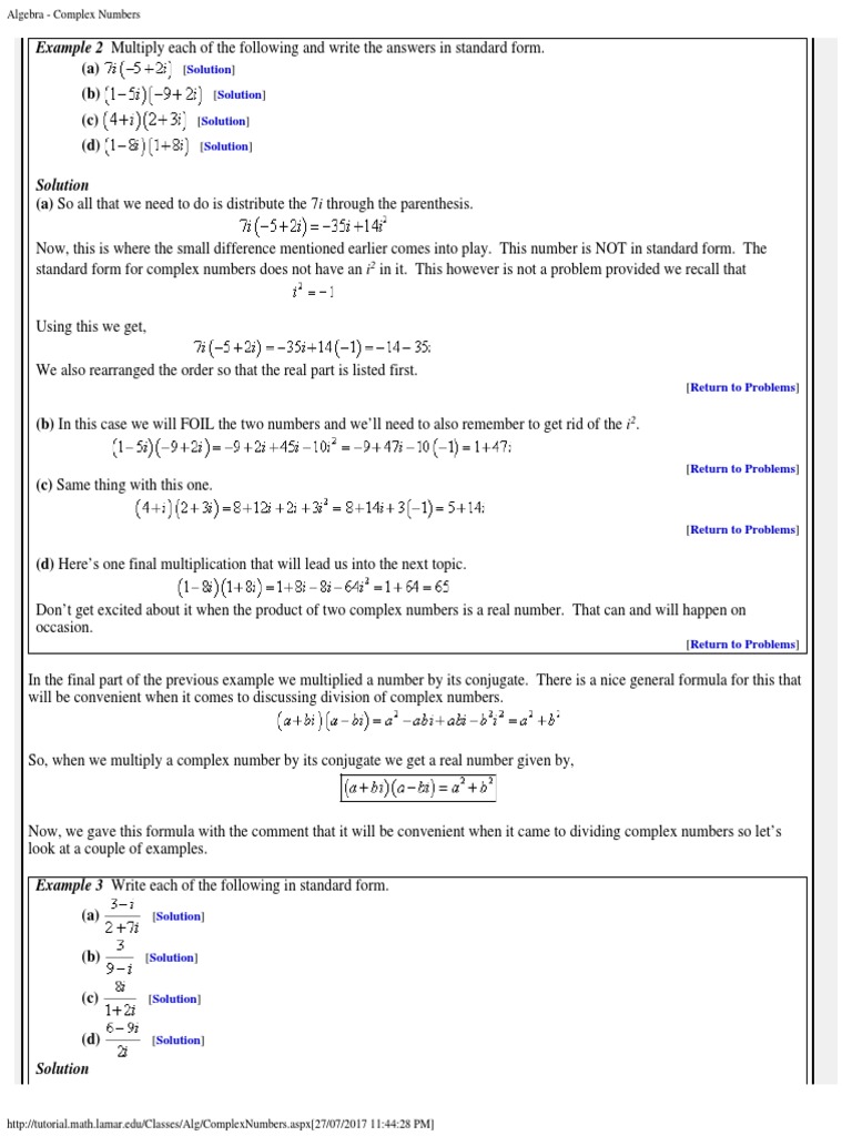 Algebra - Complex Numbers - Part2 | PDF | Fraction (Mathematics ...