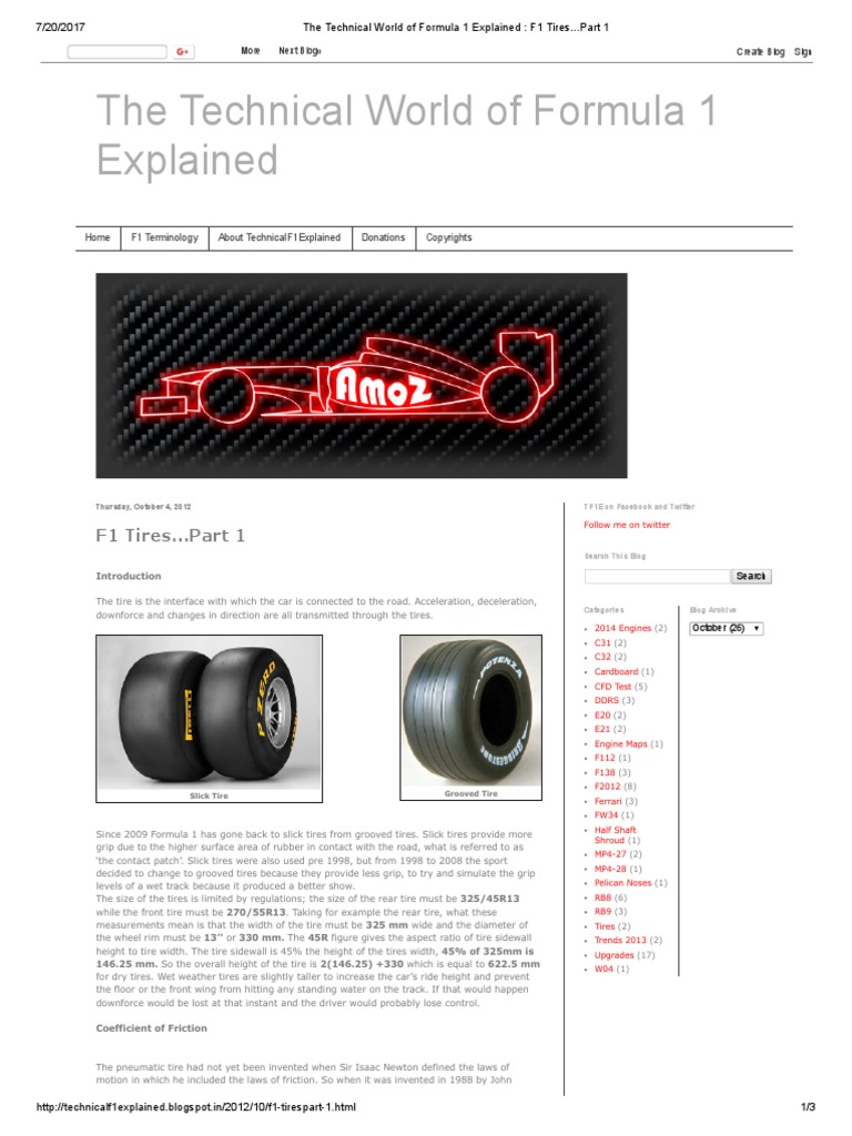 The Technical World of Formula 1 Explained - F1 Tires.. | PDF ...