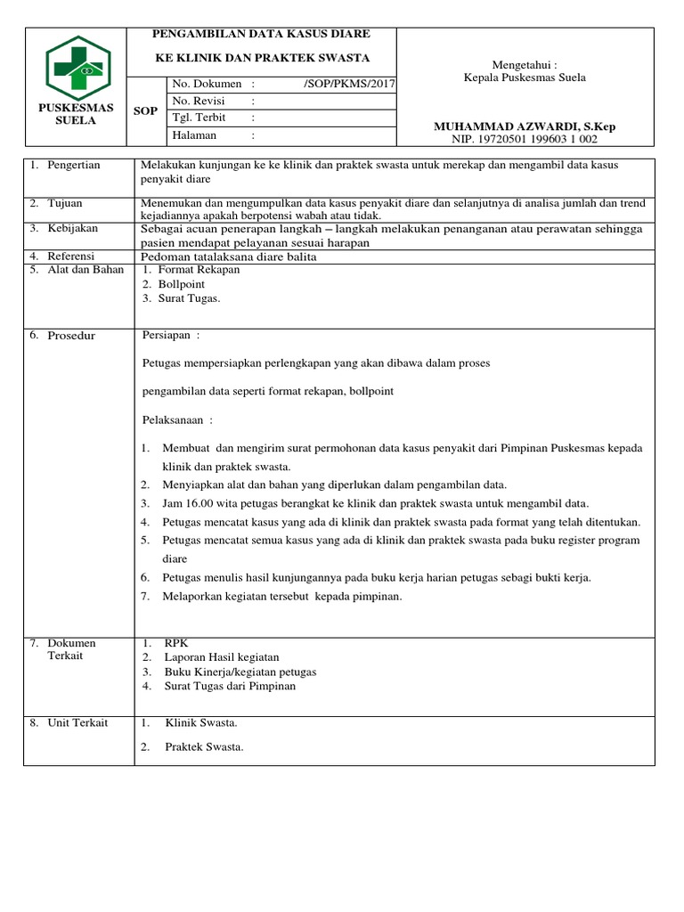 Pengambilan Data Kasus Diare Puskesmas Suela | PDF