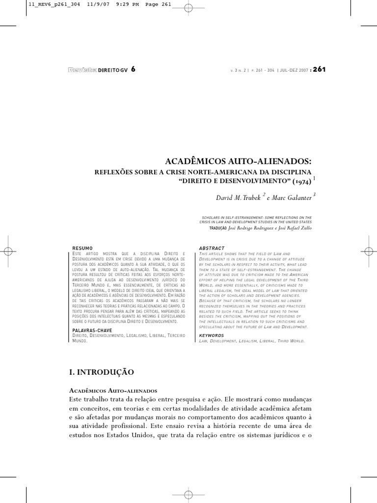 Academicos Auto-Alienados David Trubek e Marc Galanter | PDF ...