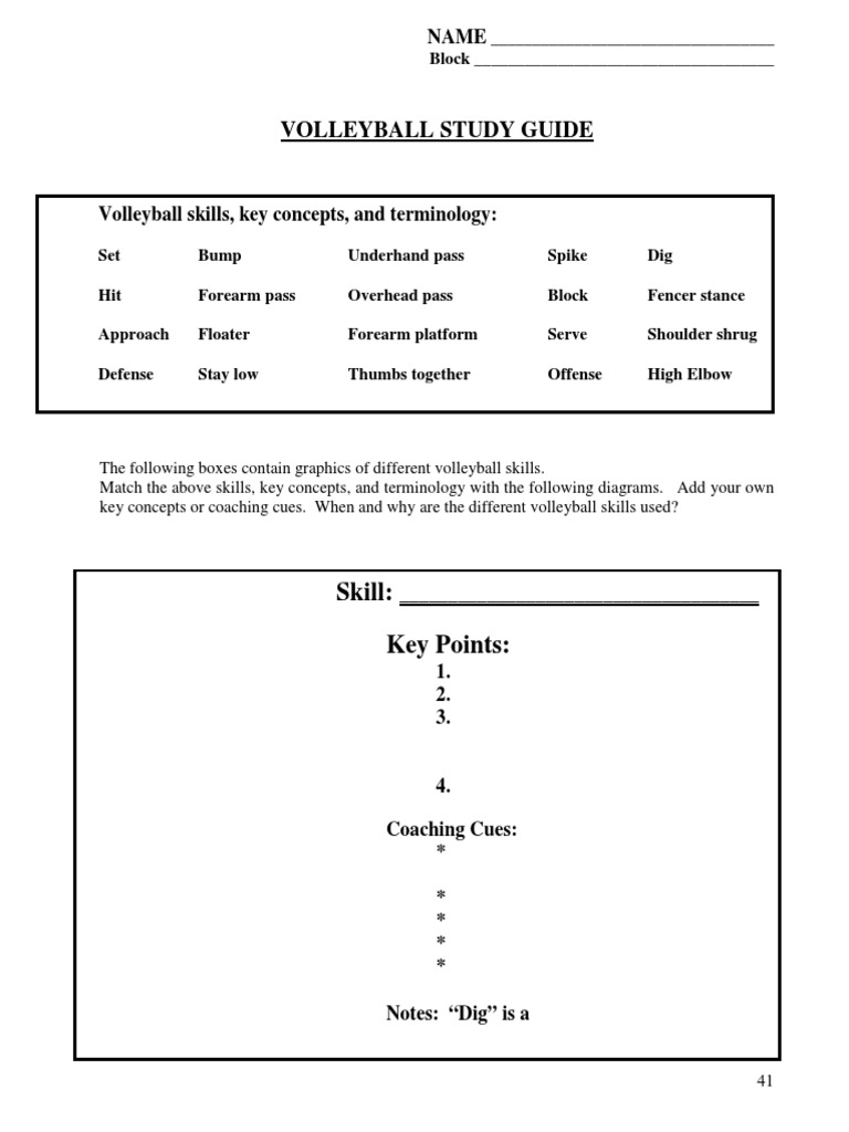 Volleyball Study Guide | PDF | Volleyball | Recreation