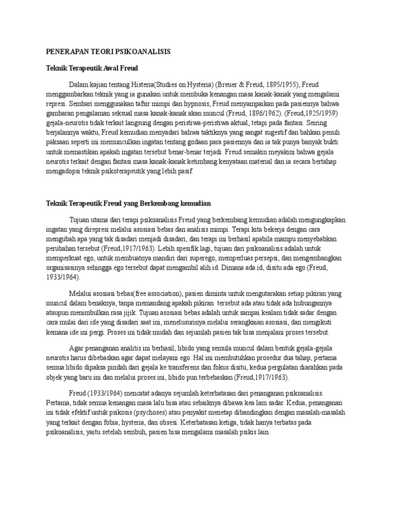 Penerapan Teori Psikoanalisis | PDF