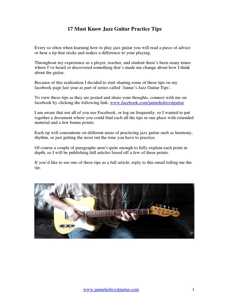 17 Must Know Jazz Guitar Practice Tips | PDF | Chord (Music) | Jazz