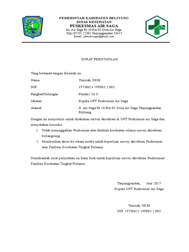 Surat Pernyataan Kepala Uptd | PDF