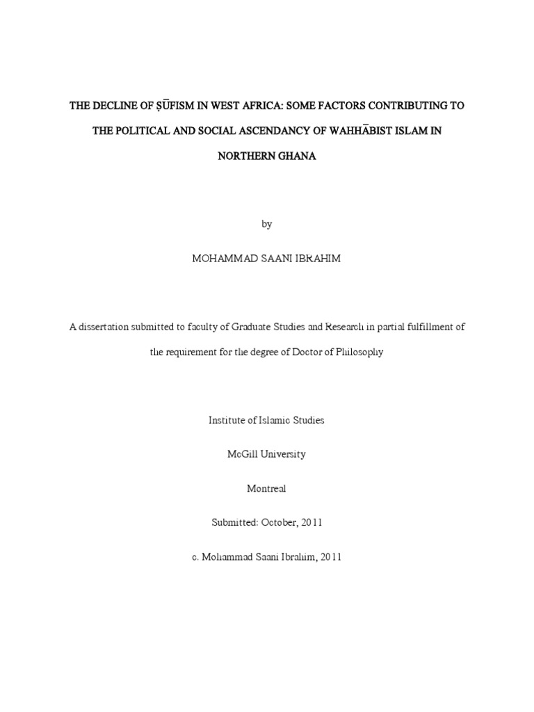 Mohammed Saani Ibrahim, "The Decline of Sufism in West Africa: Some ...
