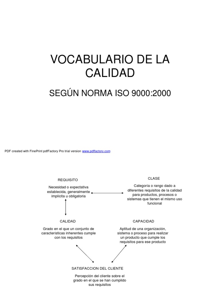 Conceptos clave de calidad según la norma ISO 9000:2000 | PDF ...